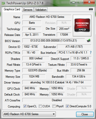 Amd Radeon Hd 6700 Series Gddr5 1024 - barrakuda